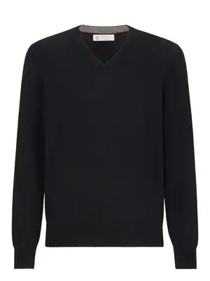Brunello Cucinelli Brunello Cucinelli Cashmere V-Neck Sweater Black