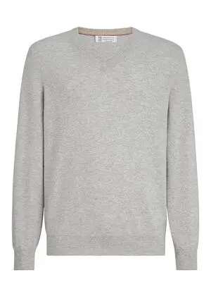 Brunello Cucinelli Cashmere V-neck Pullover - Grey
