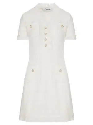 SELF-PORTRAIT Textured Knit Mini Dress - Cream