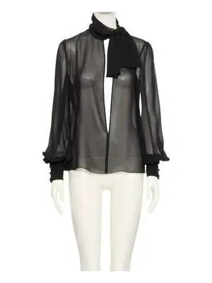Valentino Garavani Light Georgette Top With Scarf - Black
