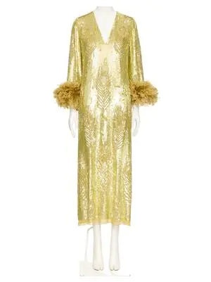Valentino Garavani Sequin And Feather Embellished Long Sleeve Dress - No