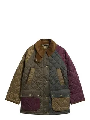 Barbour Color-block Diamond-quilted Jacket - Olive
