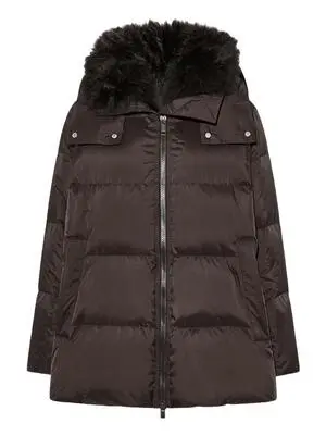 YVES SALOMON Hooded Puffer Jacket - Brown