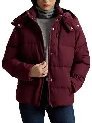 Polo Ralph Lauren Hooded Cropped Down Coat - Brown
