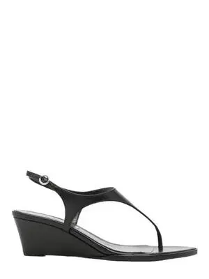 AeydĒ Aeyde Roose Leather Wedge Sandals Black