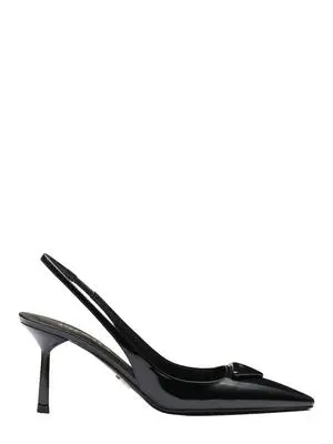 Prada Logo-plaque Pointed-toe Pumps - Black