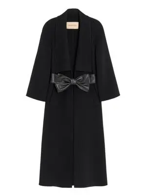 Valentino Garavani Long-sleeved Belted Coat - Black