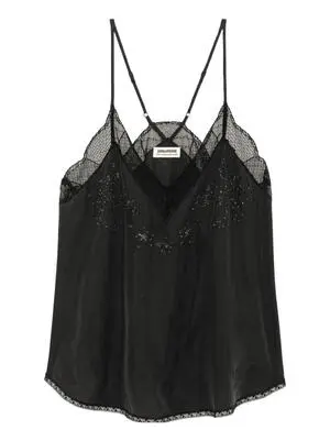 Zadig&Voltaire Zadig & Voltaire Christy Lace Trim Top Black