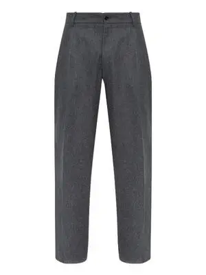 Dolce & Gabbana Casual Wool Trousers With Belt Loops - Grey