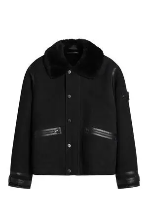 Stone Island Ghost Suede Sheepskin Jacket - Black