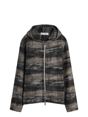 Our Legacy Woods Check Lofty Wool Full Zip Hood - Night