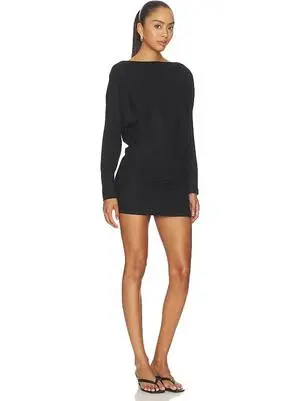Enza Costa Supima Structured Jersey Dolman Curve Dress - Black