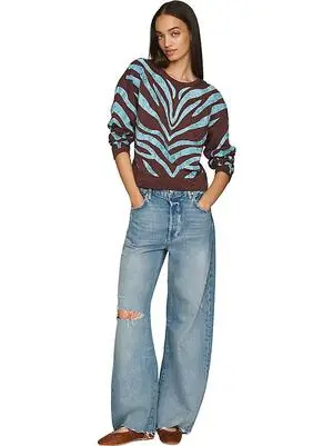 Anthropologie By Anthropologie Animal Print Sweatshirt Brown Pattern