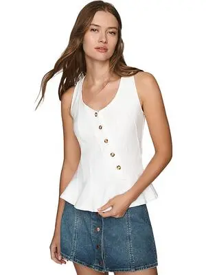 Anthropologie By Anthropologie Asymmetrical Peplum Vest Top Ivory