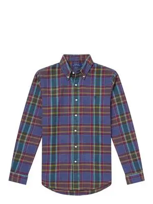 Polo Ralph Lauren Button-down Collar Checked Cotton-flannel Shirt - Blue