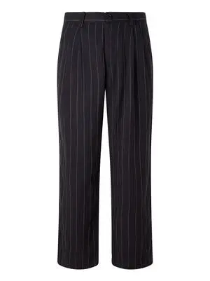 KARDO Antonio Straight-leg Embroidered Cotton Trousers - Blue