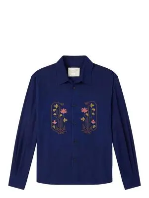 KARDO Luis Embroidered Cotton Shirt - Blue