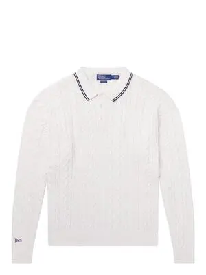 Polo Ralph Lauren Cable-knit Cotton And Linen-blend Sweater - Neutrals