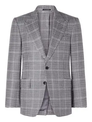 TOM FORD Houndstooth Wool-blend Blazer - Black