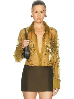 Retrofete Quilly Embroidered Blouse - Basil