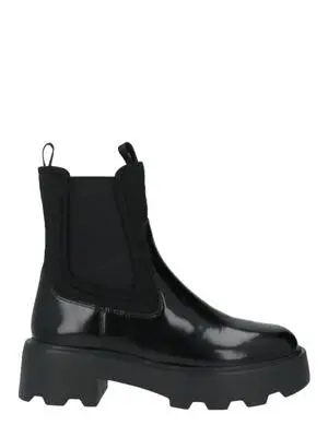 Tory Burch Glossed Leather Platform Boots - Black