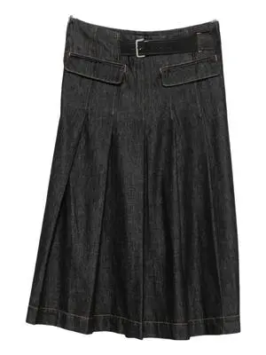 SEMICOUTURE Belted Midi Skirt - Black