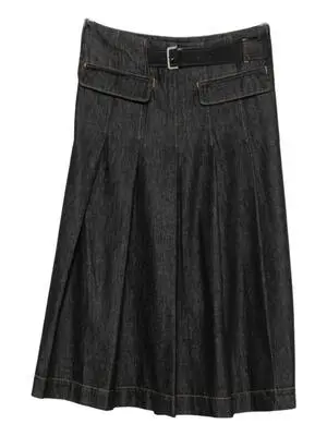 SEMICOUTURE Belted Midi Skirt - Black