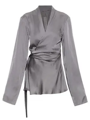 Rick Owens Long-sleeved Wrap Dress - Grey