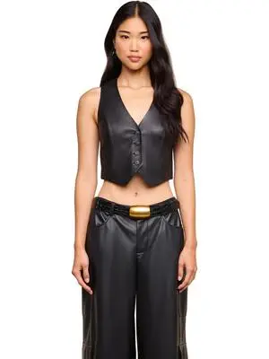 L'Agence Jianna Leather Waistcoat - Black
