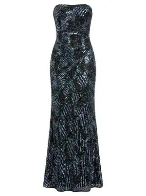 Mac Duggal Sequin Strapless Column Gown - Black