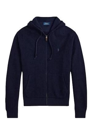 Polo Ralph Lauren Long Sleeve Waffle Knit Full Zip Hybrid Sweater - Tan