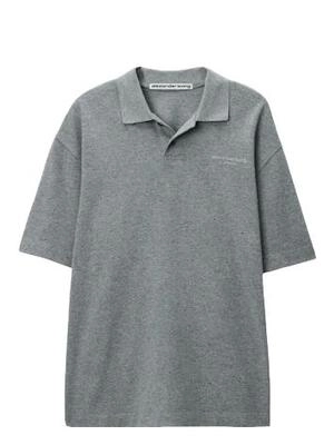 Alexander Wang Allover Hotfix Short Sleeve Polo Tee Shirt - Tan