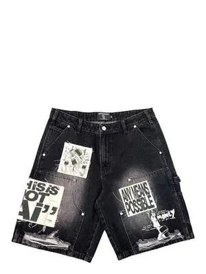 Mixed Emotion Ai Denim Shorts - Black