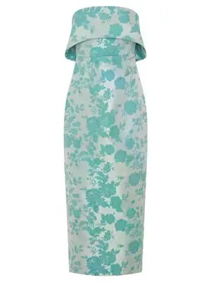 Anna Quan Gretel Floral-jacquard Strapless Midi Dress - Blue