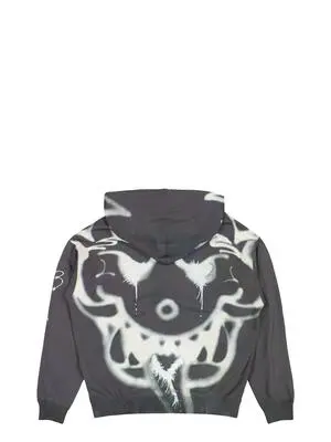 Y3 Chito Graphic French Terry Zipper Hoodie - Grey