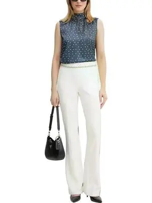 SILVIAN HEACH Polka-dot Tie Neck Sleeveless High Neck Blouse - Grey