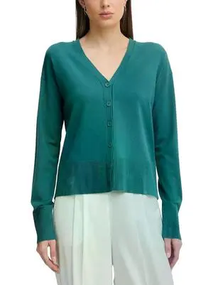 Sisley Button V-neck Cardigan - Green