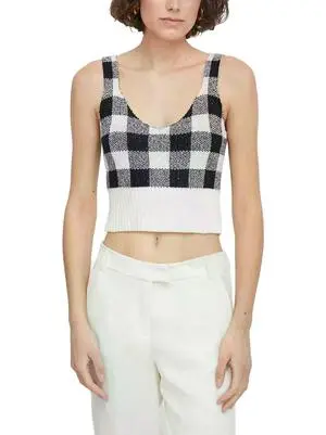 Sisley Check Crop Top - White