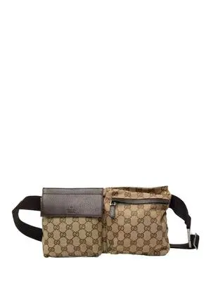 Gucci Gg Canvas Double Pocket Belt Bag - Neutrals