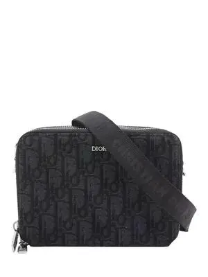 Dior Oblique Pouch With Strap Crossbody Bag - Black