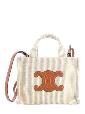 CELINE Celine Cabas Thais Triomphe Striped Canvas Small Tote Bag
