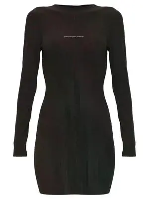 ALEXANDER WANG Alexander Wang Textured Logo Long-Sleeve Crewneck Dress