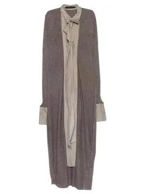 YEHUAFAN Layered-design Ruffle-detail Dress - Brown