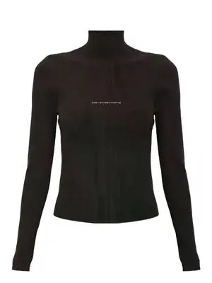 Alexander Wang Logo-print Ribbed Turtleneck Sweater - Brown