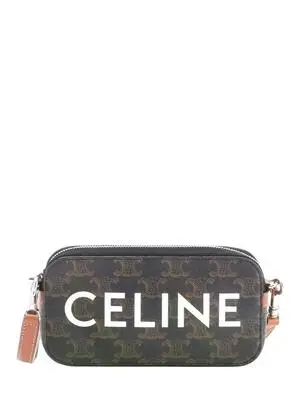 Celine Horizontal Pouch Crossbody Bag In Triomphe Coated Canvas - Brown