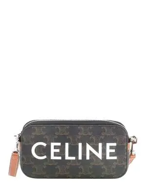 Celine Horizontal Pouch Crossbody Bag In Triomphe Coated Canvas - Brown