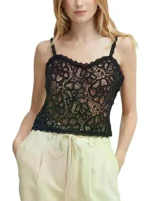 Sisley Openwork-knit Sleeveless Top - Black