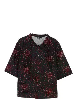AGNES B. Heart-print Stand-collar Shirt - Red