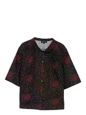 AGNES B. Heart-print Stand-collar Shirt - Red