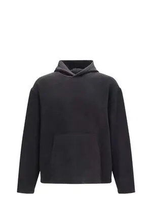 RIER Fleece-texture Pouch-pocket Hoodie - Black